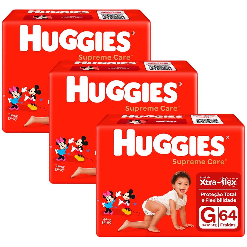Kit 4 fralda huggies supreme care g | Desconto e promoção no Extra