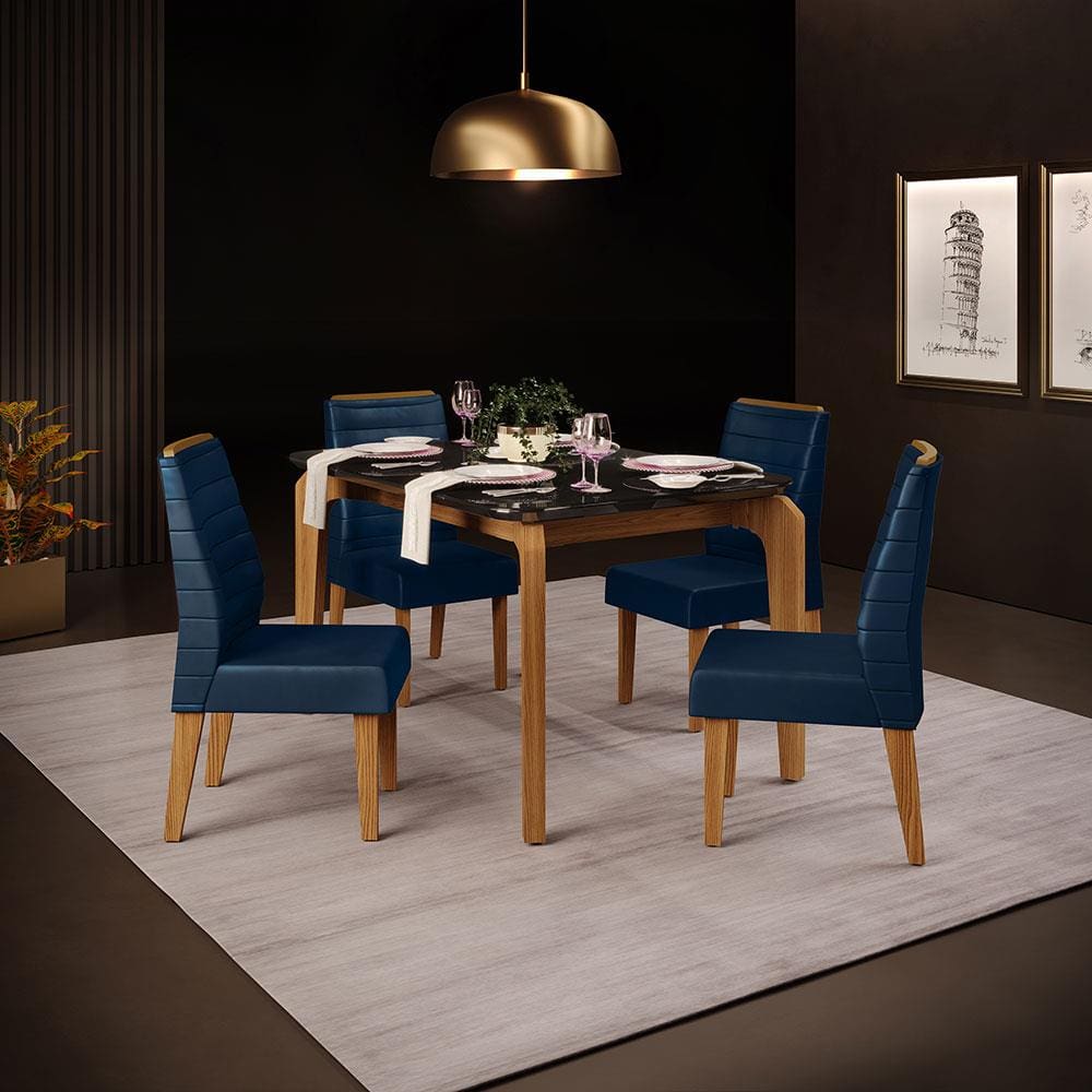 Mesa de jantar com 4 cadeiras azul | Extra