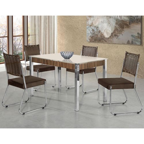 Mesa de Jantar Aço Nobre Cláudia com 4 Cadeiras | Extra