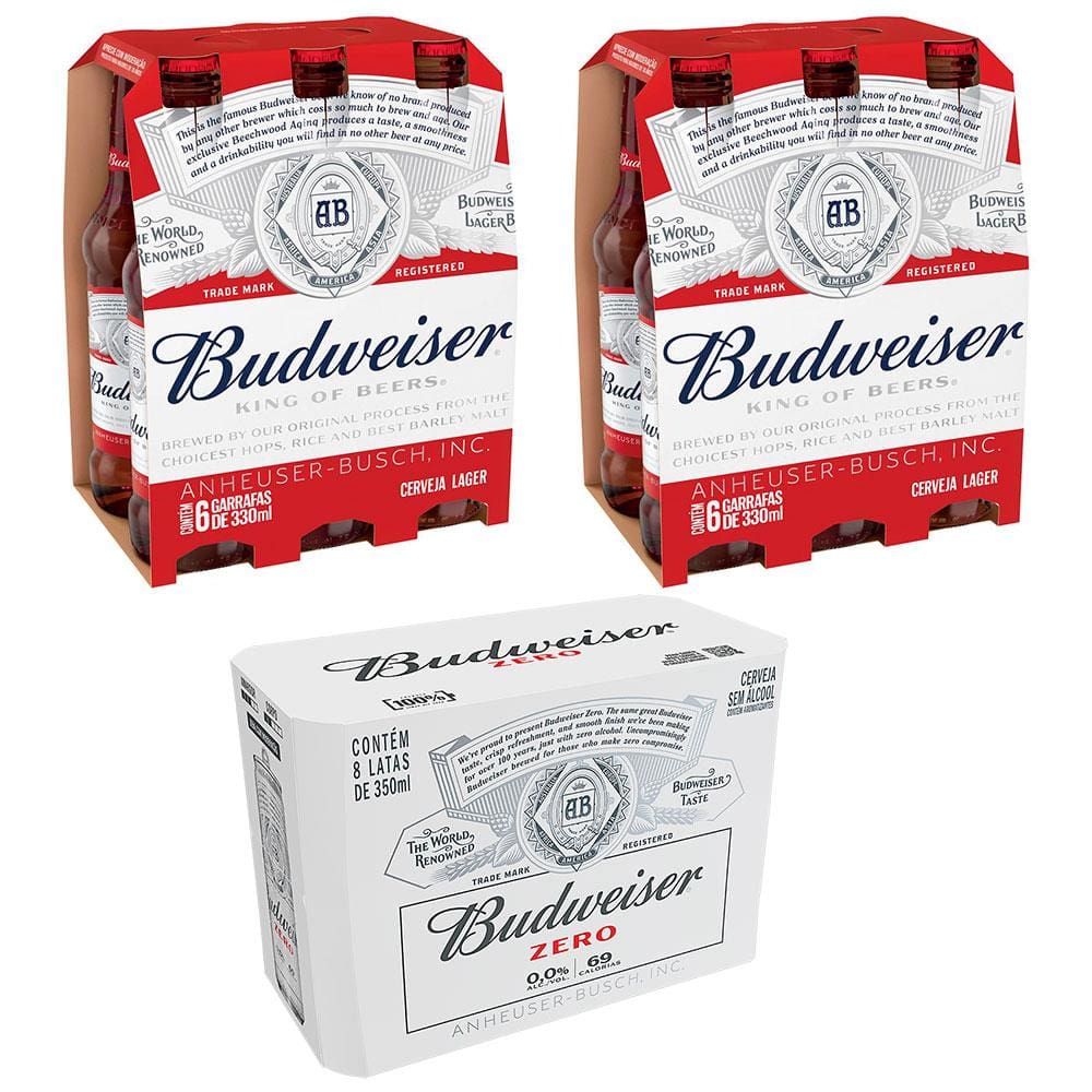 Cerveja Budweiser Zero Garrafa 330ml Pack 6 Unidades Extra