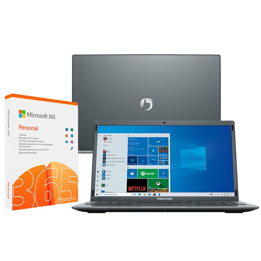 Notebook positivo intel atom quad core 4gb 128gb emmc tela 14 windows ...