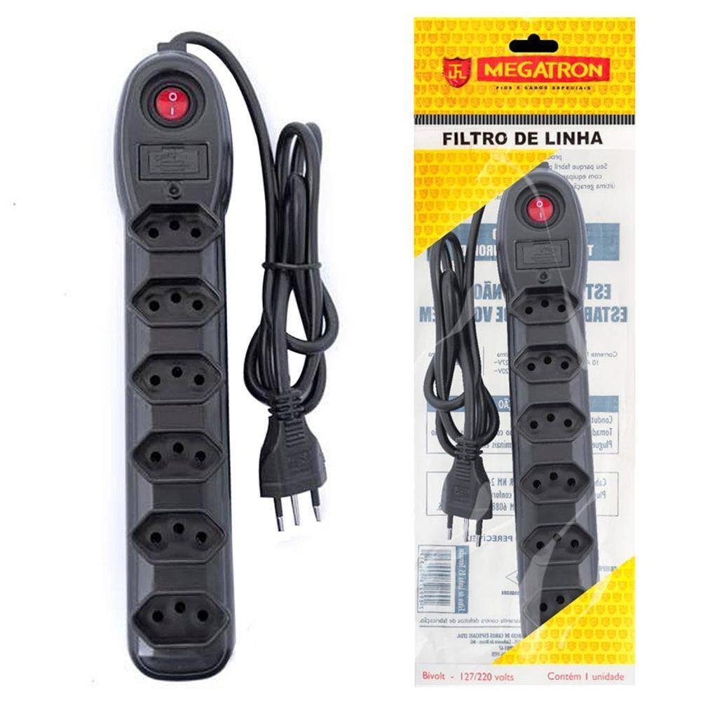 Filtro de linha 6 tomadas 10a bivolt | Extra