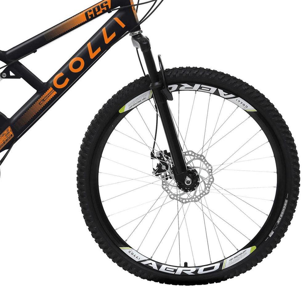 Bicicleta colli fulls gps amarelo dupla susp aro 26 aero 72 raios 21 ...