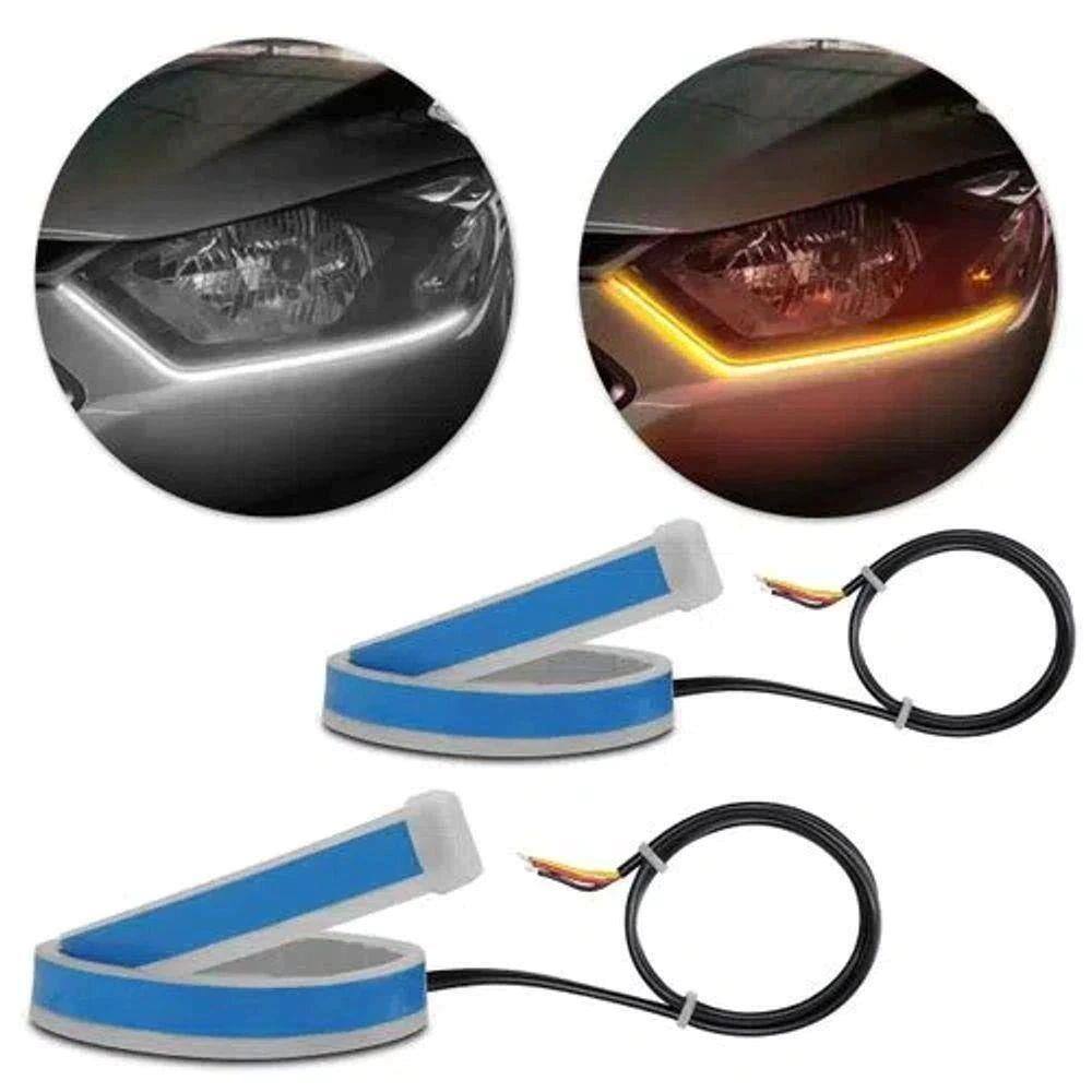 Fita led drl dual color universal 3000k 6000k12v 60cm farol com funcao ...