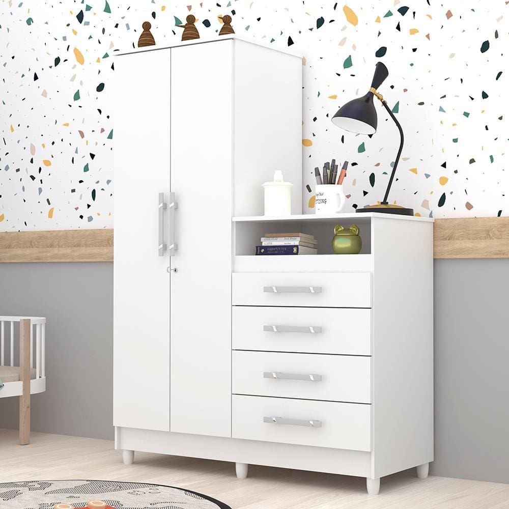 Comoda roupeiro infantil 4 gaveta verna branco azul dicasa | Extra