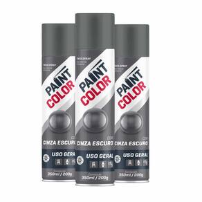 Tinta spray paintcolor uso geral cinza escuro 400ml 3 unidades | Extra