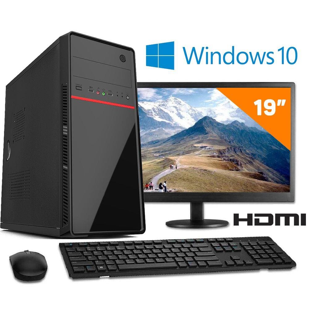 Computador completo pc cpu monitor 19 5 intel core i3 hdmi 4gb hd 2tb ...