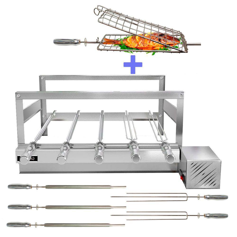 Churrasqueira gira grill 5 espeto inox | Extra