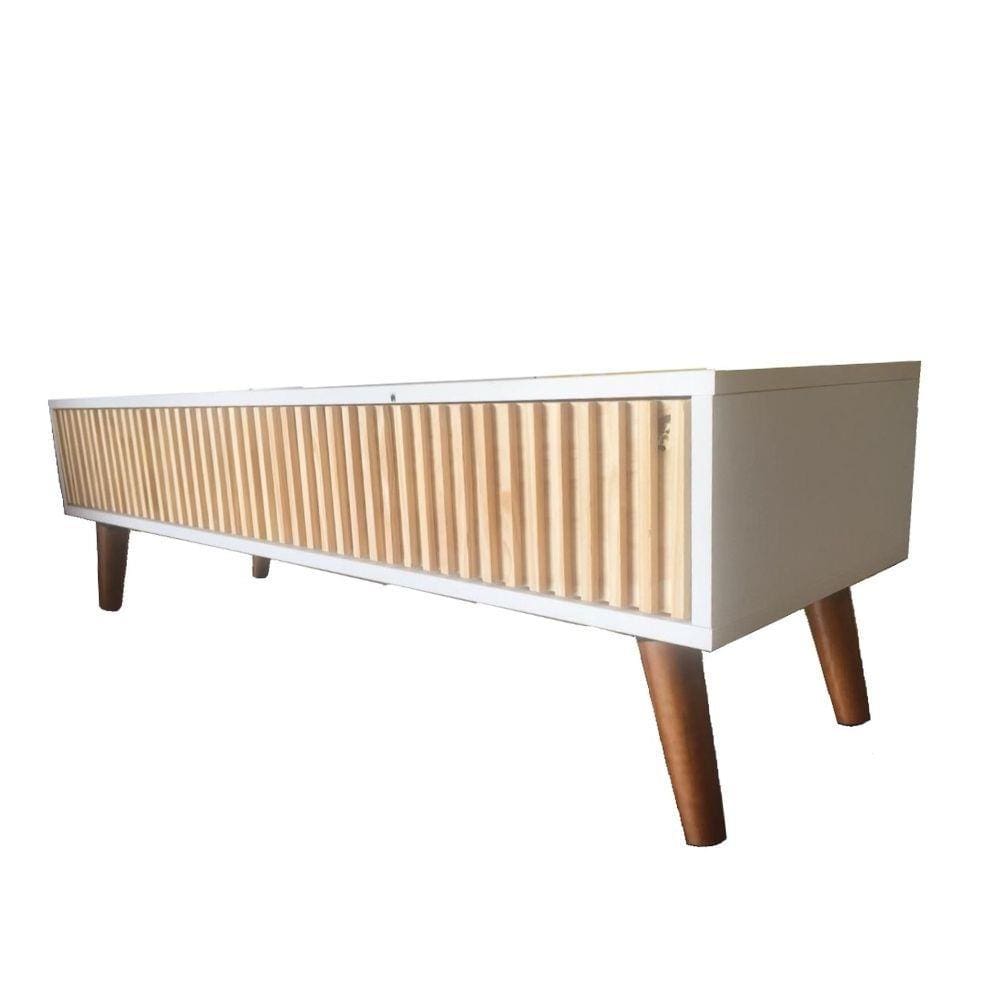 Rack retro branco ripado em pinus | Extra