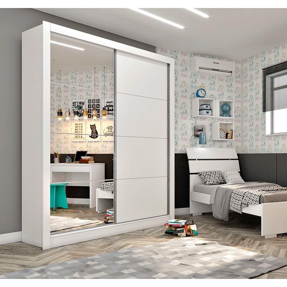 Guarda roupa so prateleira com espelho na frente | Extra