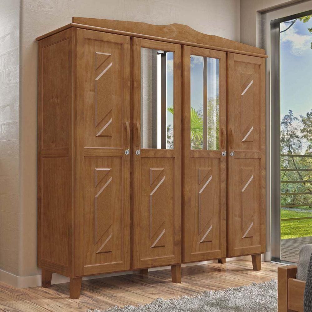 Guarda roupa solteiro madeira macica escuro | Extra