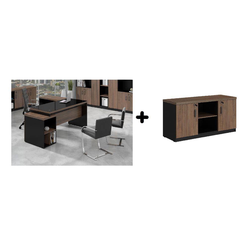 Mesa escritorio preta com gaveta e armario | Desconto e promoção no Extra
