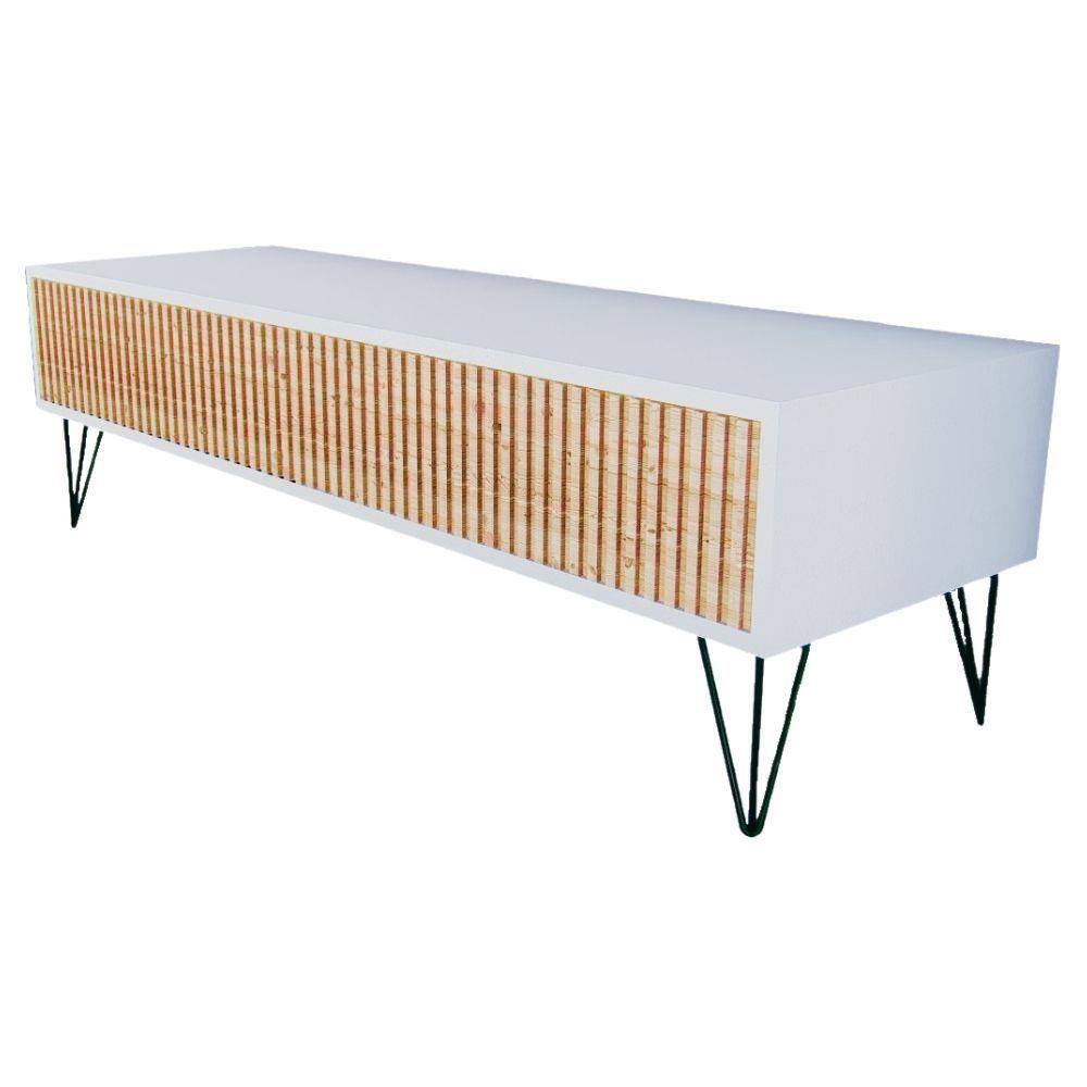 Rack retro branco ripado em pinus | Extra
