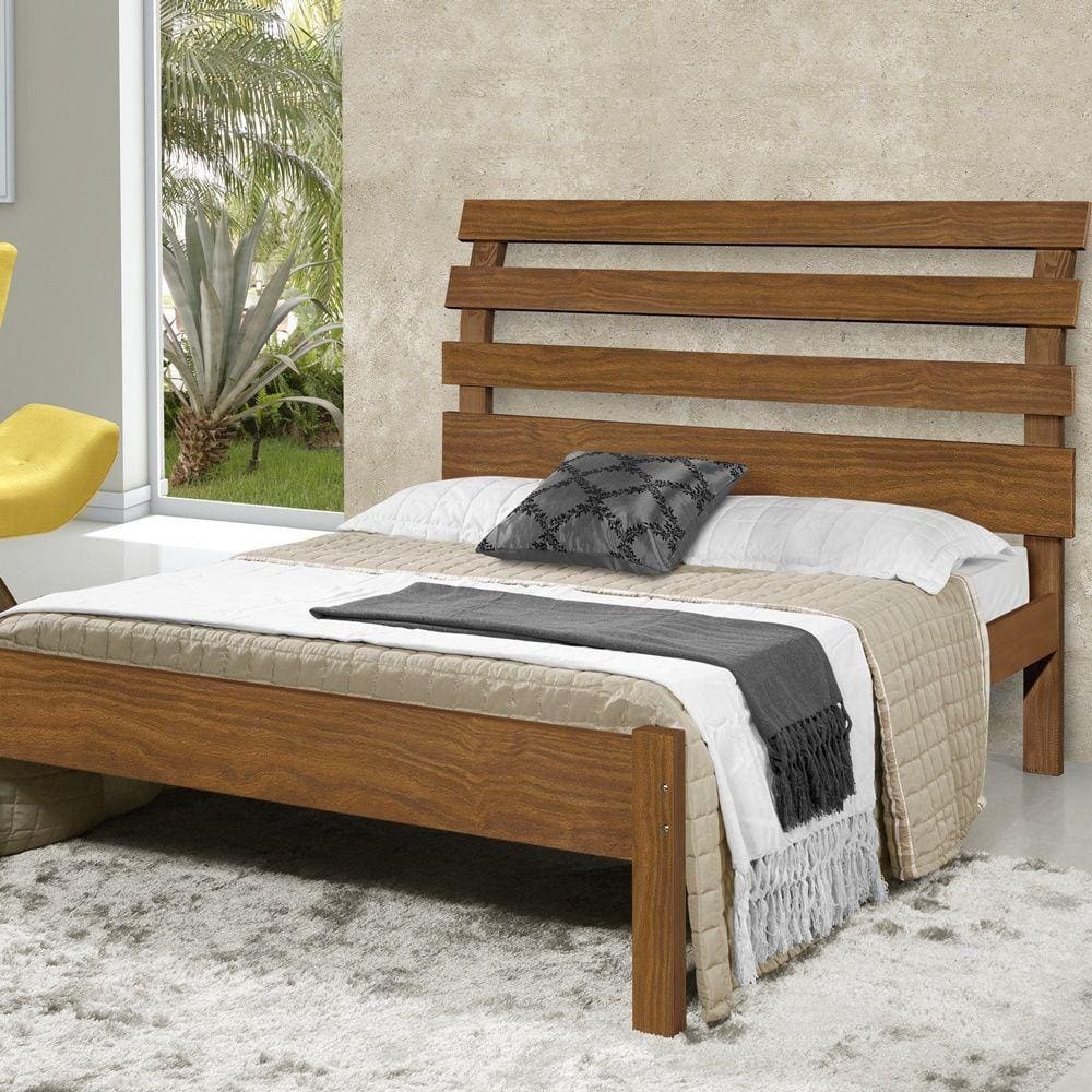 Cama casal em madeira macica rebeca castanho atraente moveis | Extra