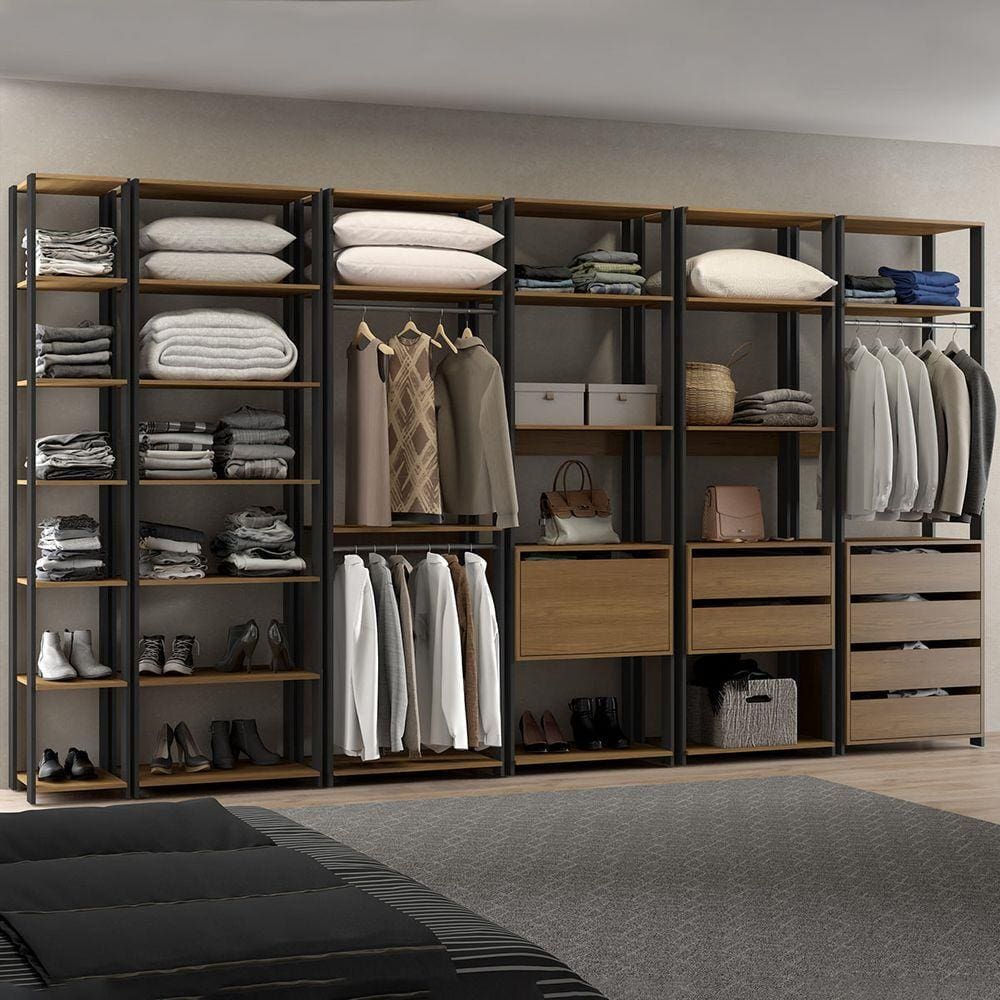 Guarda roupa closet aberto modulado 6 pecas bacco estilo industrial 6 ...