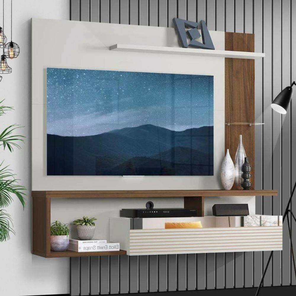 Painel home tv ate 60 polegadas linea brasil tijuca off white nogueira | Extra