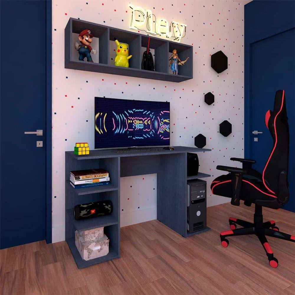 Mesa gamer azul 5 nicho | Extra