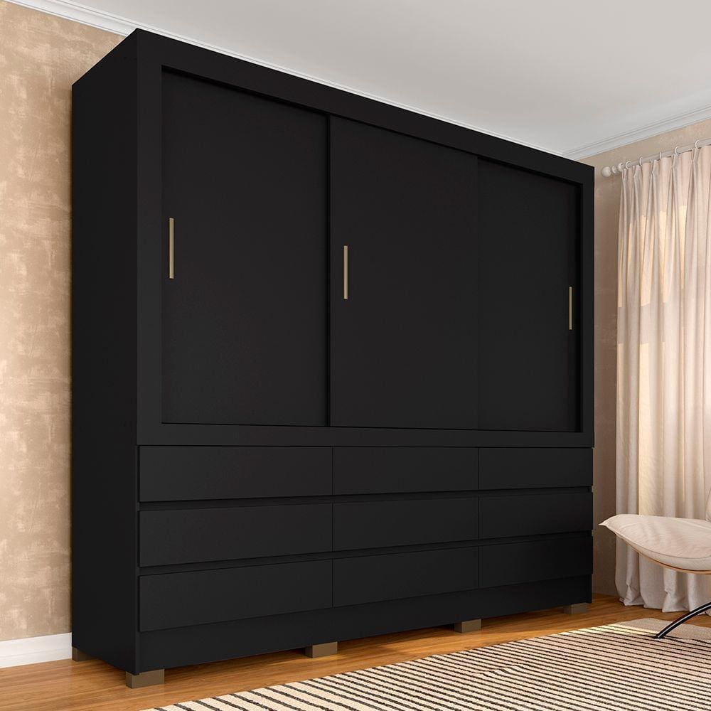 Guarda roupa casal sem gaveta brenda preto fosco moveis arapongas | Extra