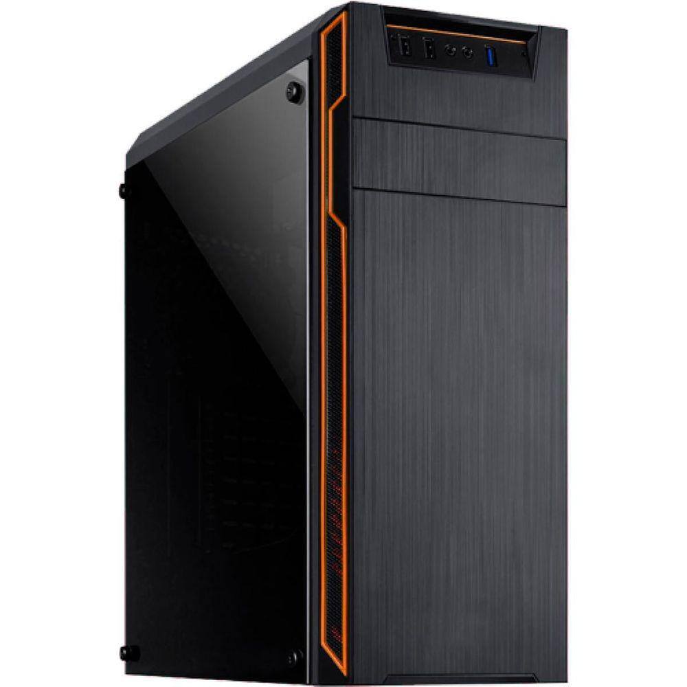 Gabinete gamer dragon usb 30 preto e laranja mymax | Extra
