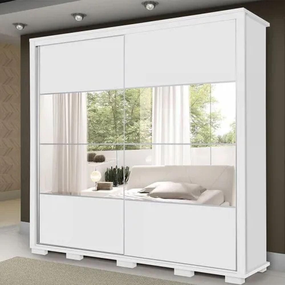 Guarda roupa casal mdf porta de correr c espelho e gaveta | Extra