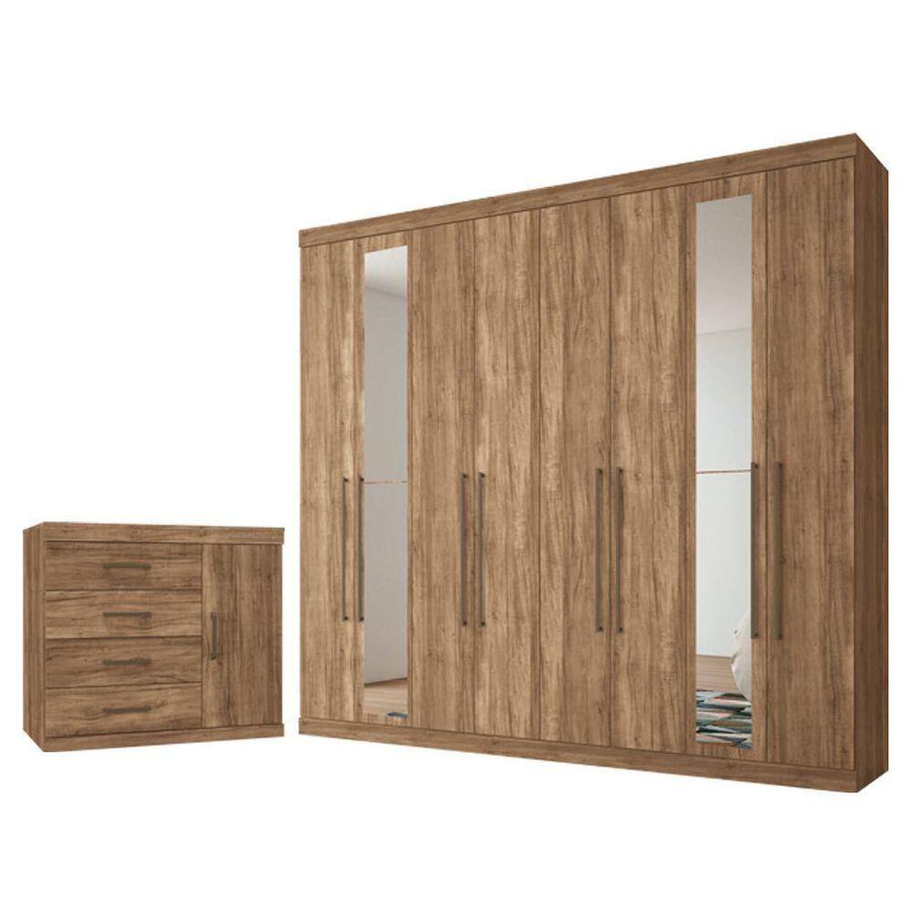 Guarda roupa 8 porta com espelho e comoda | Extra