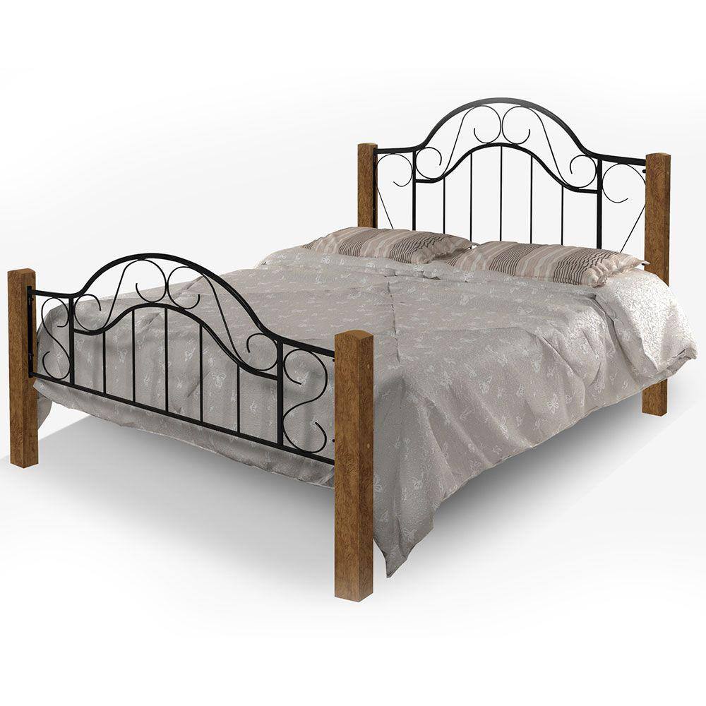 Cama casal colonial art planta canela rustico preto | Extra