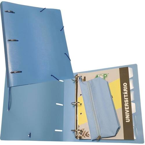 Fichário De Pvc Azul Pastel 96Fl+6 Div+ | Extra