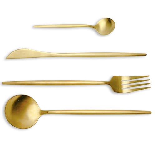 Jogo de Talheres Dourado 4 Peças Luxo Gourmet | Extra