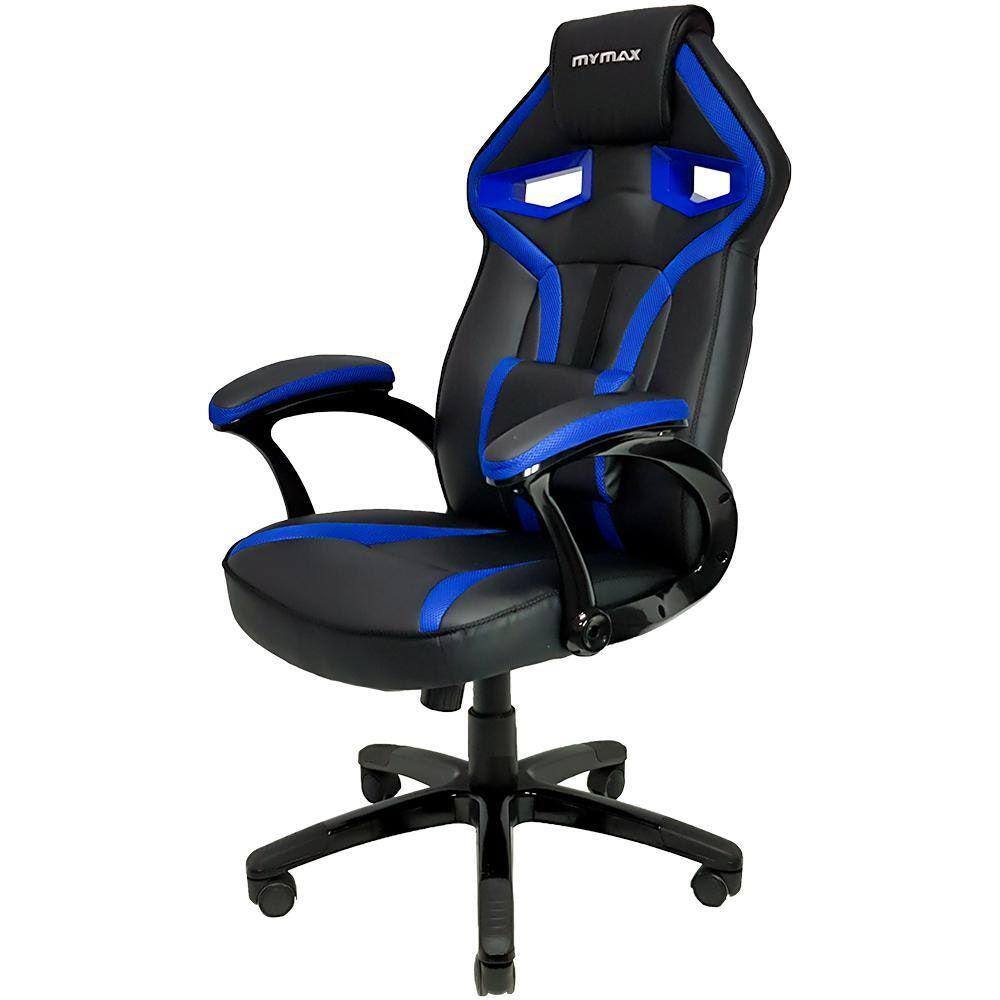 Cadeira gamer azul giratoria mymax | Extra