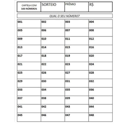 Cartela De N 250 Meros 1 A 100 - Riset Cartela De N 250 Meros 1 A 100 - Riset