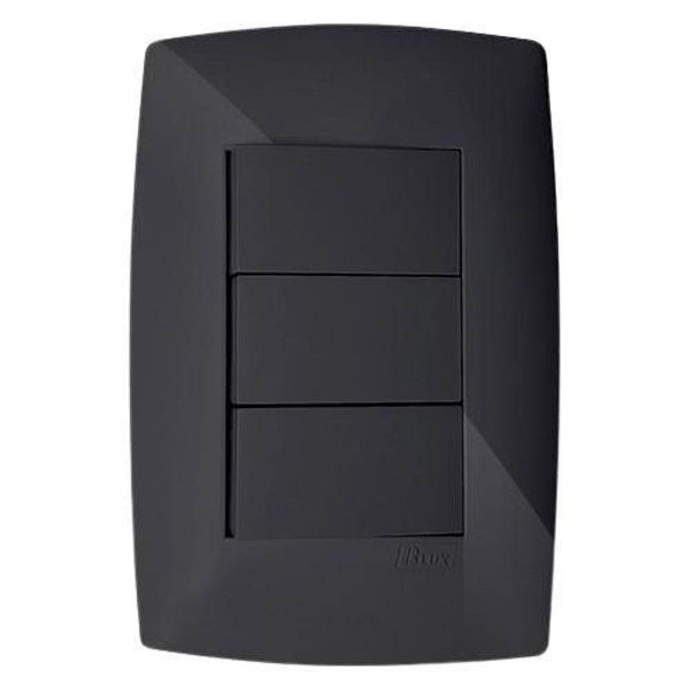 Conjunto interruptor triplo simples grafite | Extra Conjunto interruptor triplo simples grafite | Extra