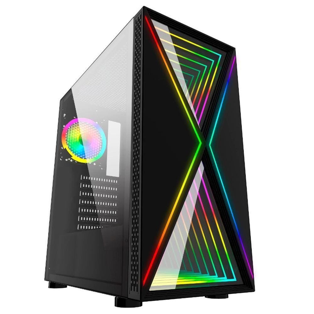 Gabinete gamer pichau komor led rgb lateral em vidro temp | Extra