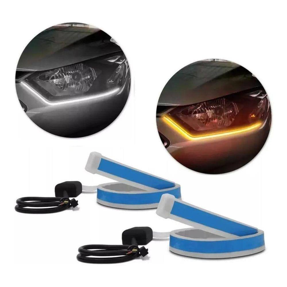 Fita led drl dual color universal 3000k 6000k12v 60cm farol com funcao ...