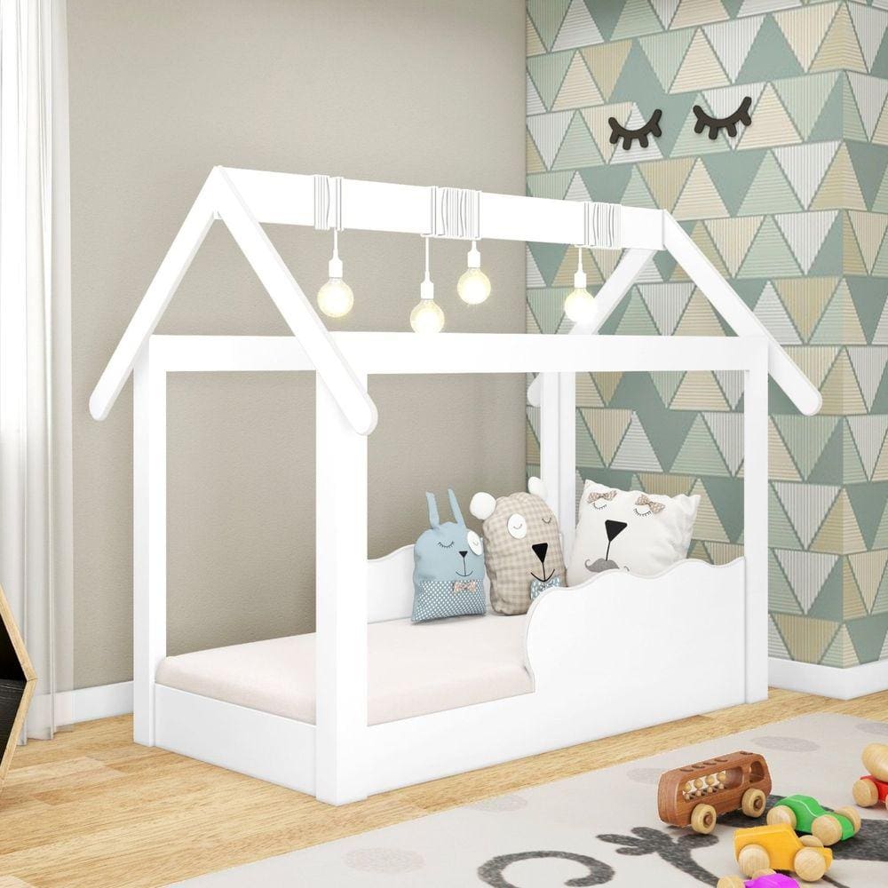 Mini cama montessoriana tiny house 21a branco acetinado com colchao ...