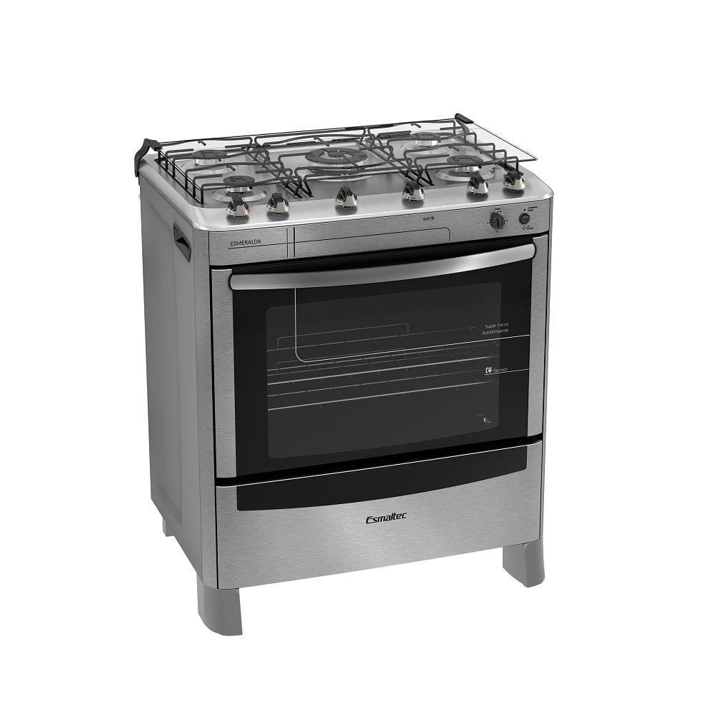 Fogao embutir esmaltec 5 bocas esmeralda inox maxi inox bivolt | Extra