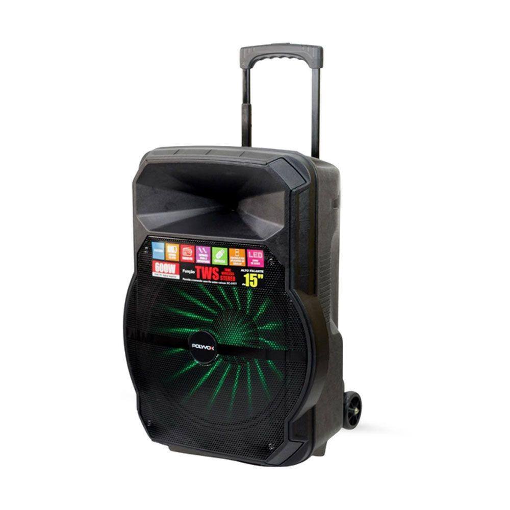 Caixa De Som Amplificada Xc 512 TWS Polyvox Bluetooth Usb 300W Microfone sem Fio Polyvox | Extra