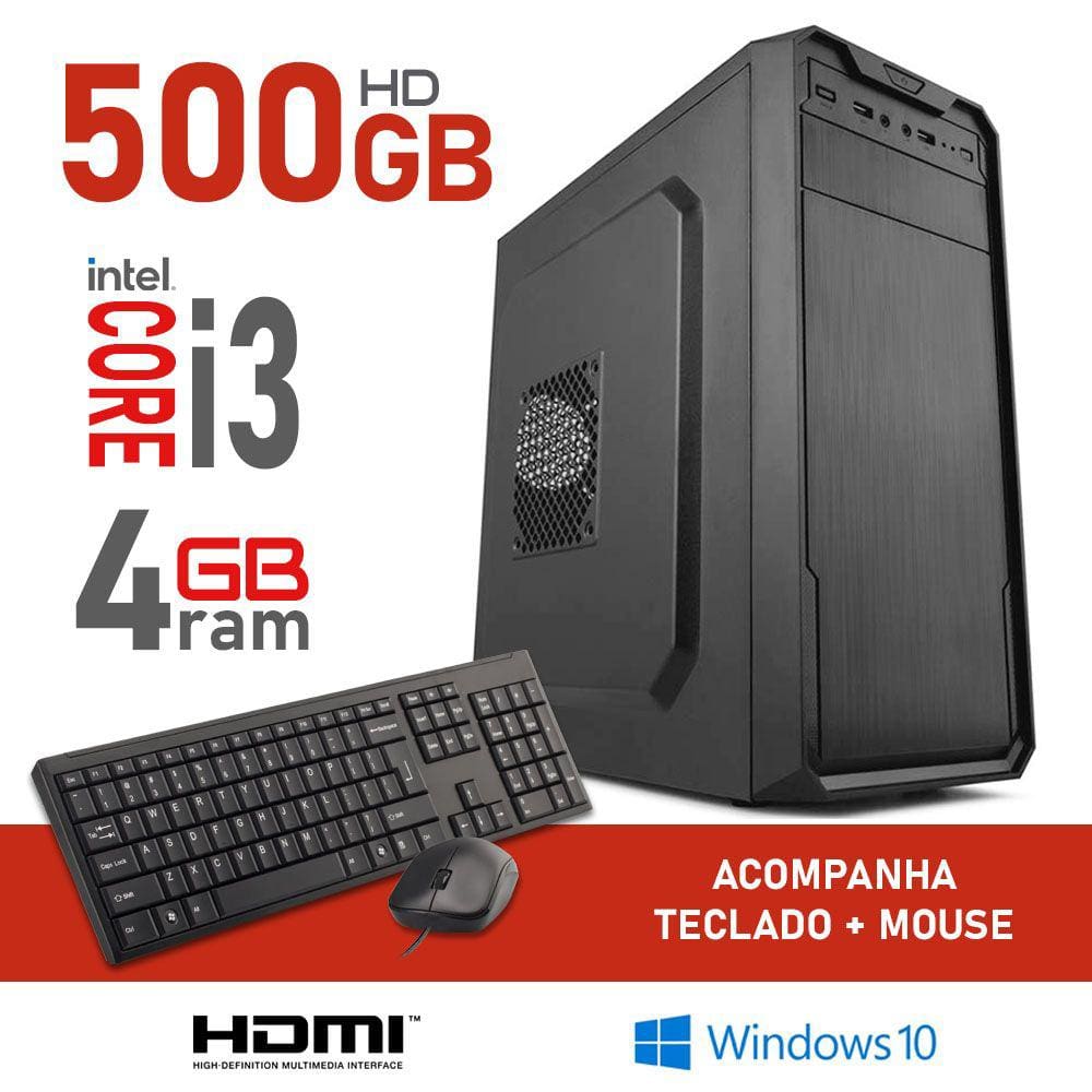 Computador pc cpu intel dual core 3 1ghz com hdmi 4gb hd 500gb ...