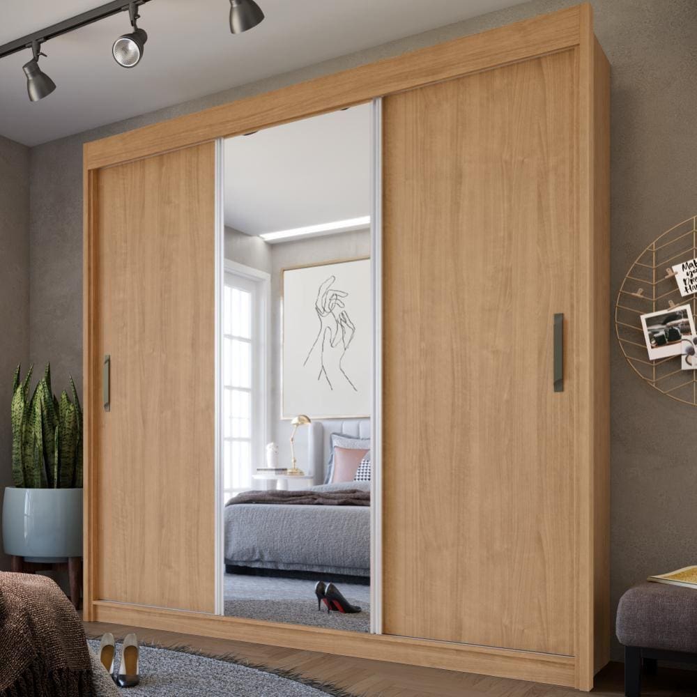 Guarda roupa tres portas correr espelho e 4 gaveta | Extra