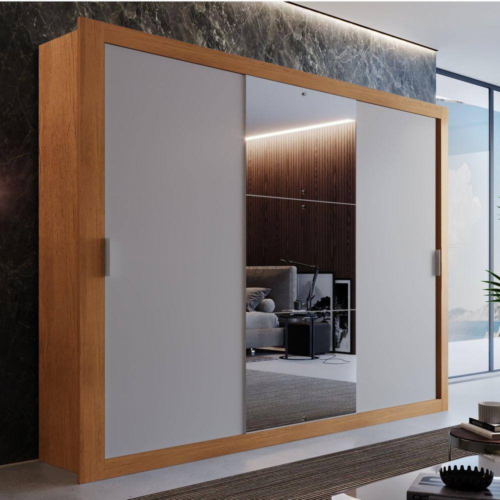 Guarda roupa casal com espelho luna porta correr | Extra