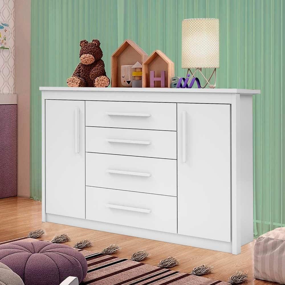 Comoda sapateira infantil 1p e 4 gaveta branca | Extra