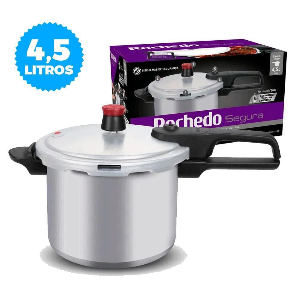 Panela pressao 4 5 l rochedo clipso fechamento externo em aluminio com ...