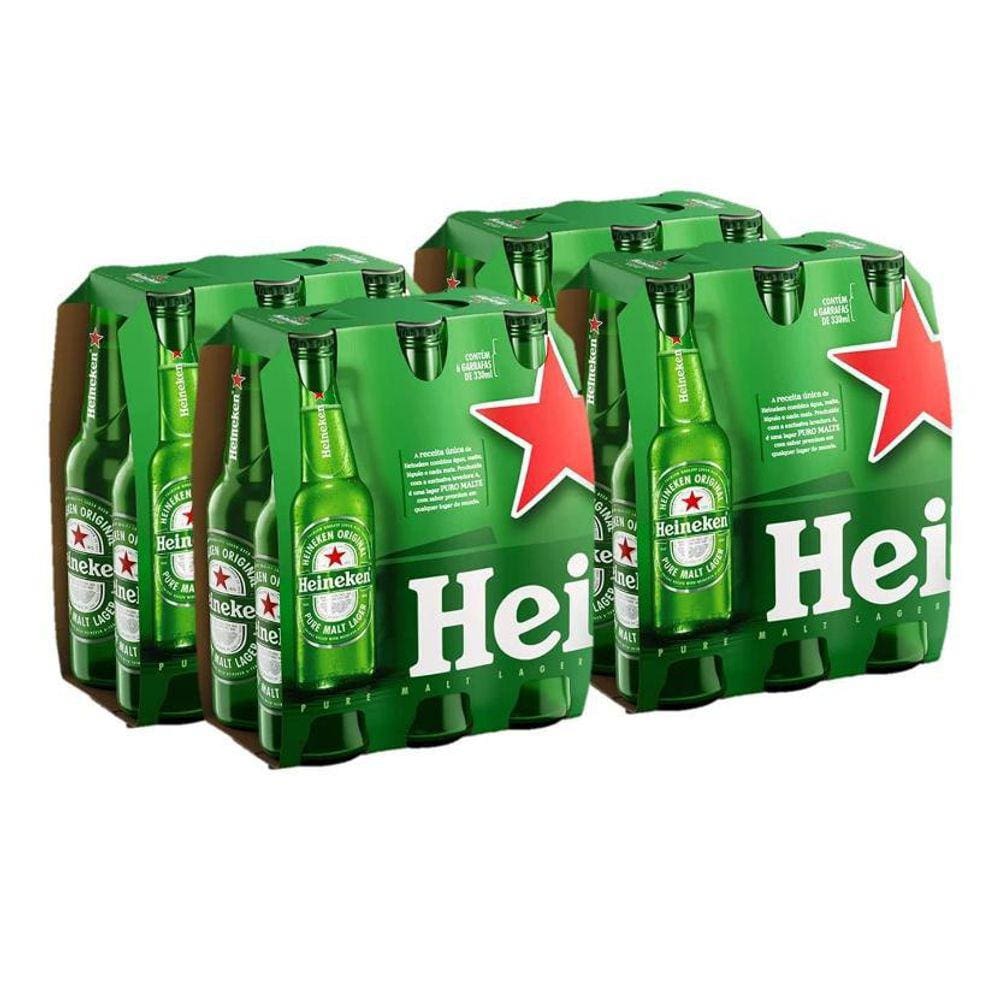 Cerveja heineken long neck 330ml pack com 6 unidades | Extra