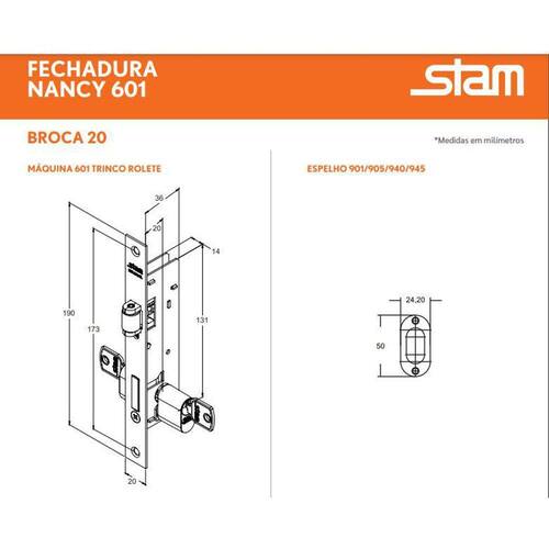 Fechadura Stam 601 Perfil Rolete Pivotante | Extra