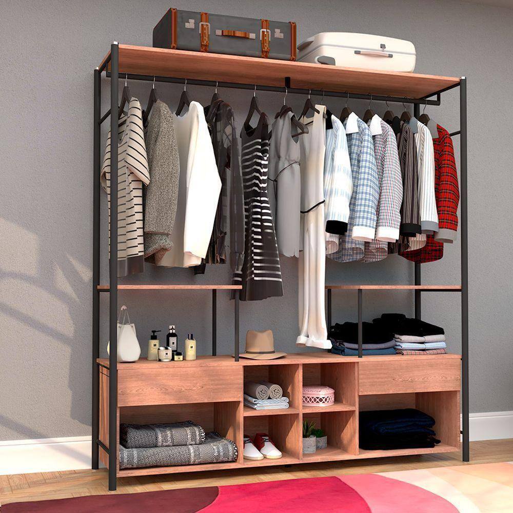 Guarda roupa casal com sapateira preto | Extra
