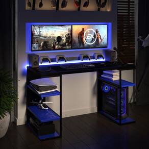 Mesa gamer azul com led | Extra