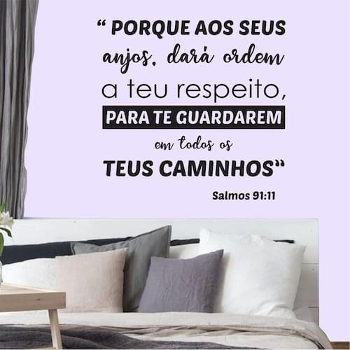 Adesivo Parede Versículo Bíblico Salmos Preto | Extra Adesivo Parede Versículo Bíblico Salmos Preto | Extra