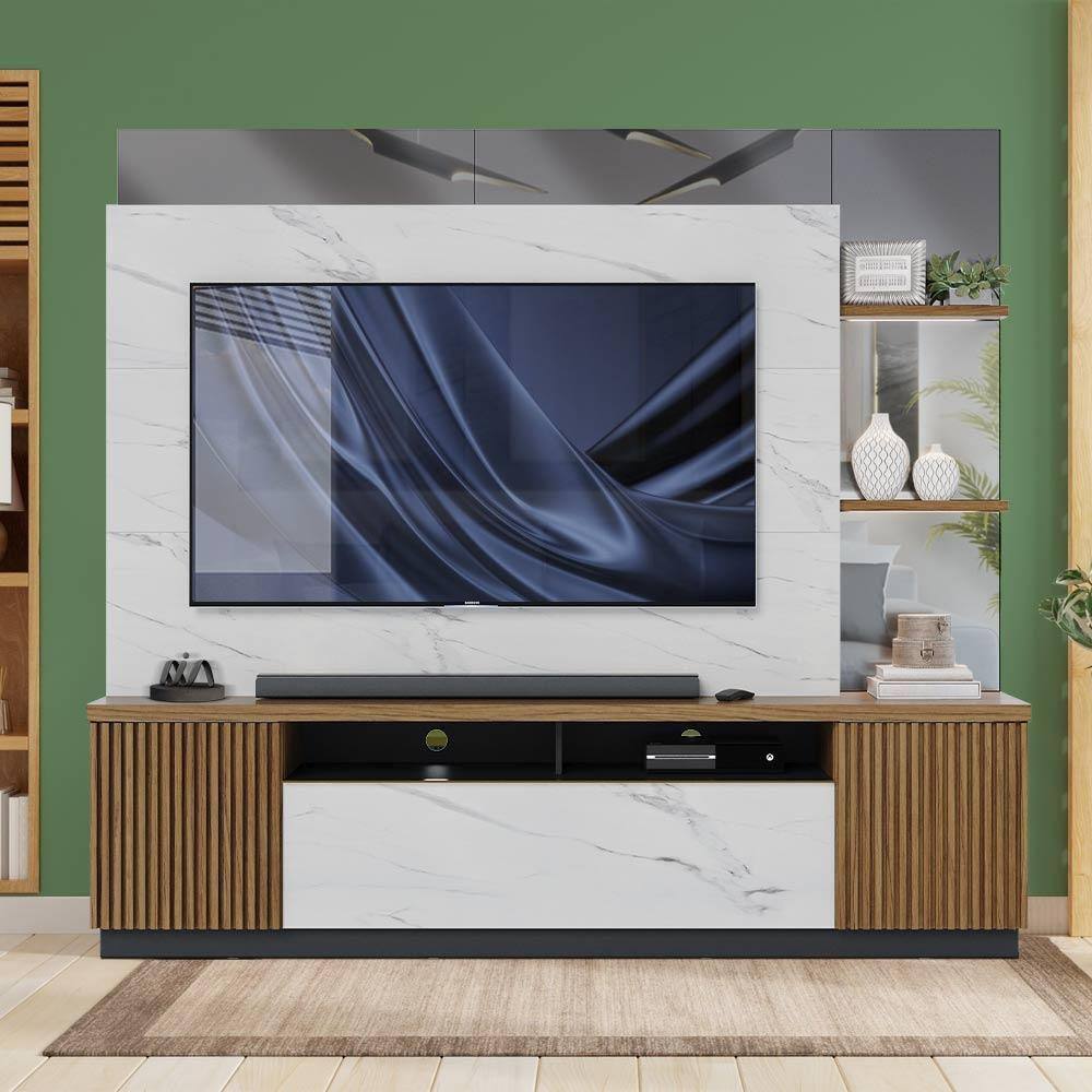 Painel ripado com espelho mais rack | Extra