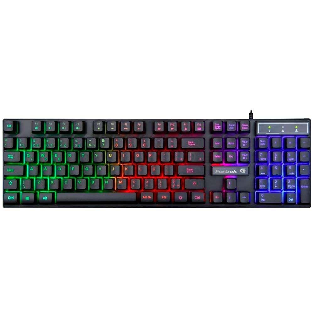 Teclado gamer multimidia led blackfire preto fortek abnt2 | Extra