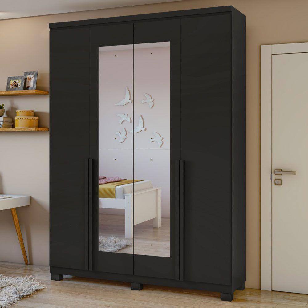 Guarda roupa preto solteiro 2 gaveta | Extra