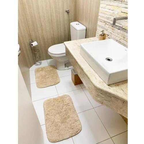 Capacho De Banheiro Retangular 50 X 100Cm Bege | Extra